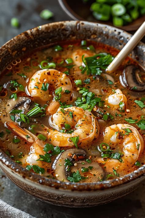 Spicy Shrimp And Ginger Mushroom Soup