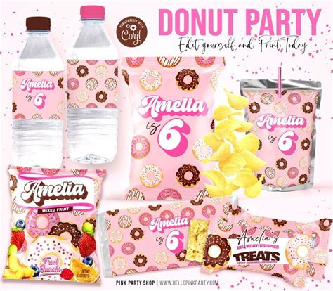 Donut Birthday Party Bundle Kit Template Printable Donuts Birthday