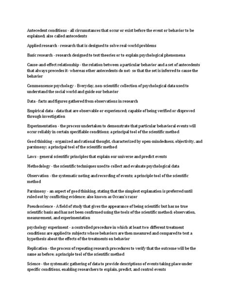 Antecedent Conditions Pdf Scientific Method Experiment