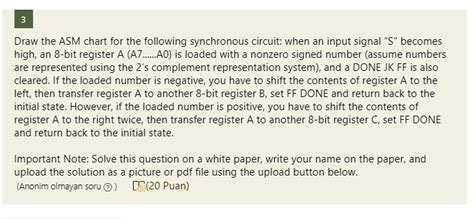 solved draw the asm chart for the following synchronous circuit when