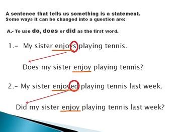 Changing Statements Into Questions By NeniS TPT