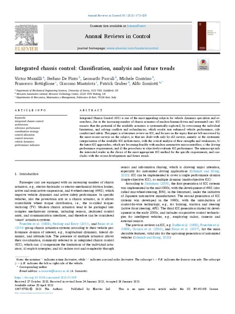 Integrated Chassis Control Classification Analysis Download Free Pdf