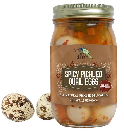 Green Jay Gourmet Spicy Pickled Quail Eggs Hand Jarred For Cooking