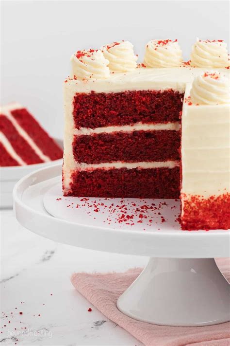 Delicious Red Velvet Cake Slice On Marble Cake Stand Toppings For Red
