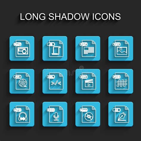 Set Line Mp3 File Document Ogg Bmp Wma Ai Xsl Png And Mov Icon Vector Stock Vector