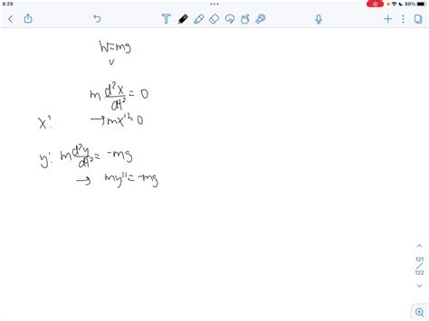 projectile motion a projectile shot from a gun has weight w m g and
