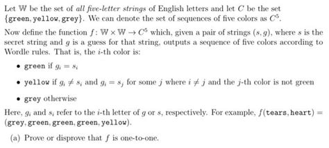 solved let w be the set of all five letter strings of