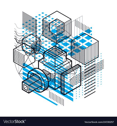 Background With Abstract Isometric Lines Vector Image