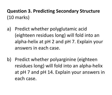 Solved Question 3 Predicting Secondary Structure 10 Marks