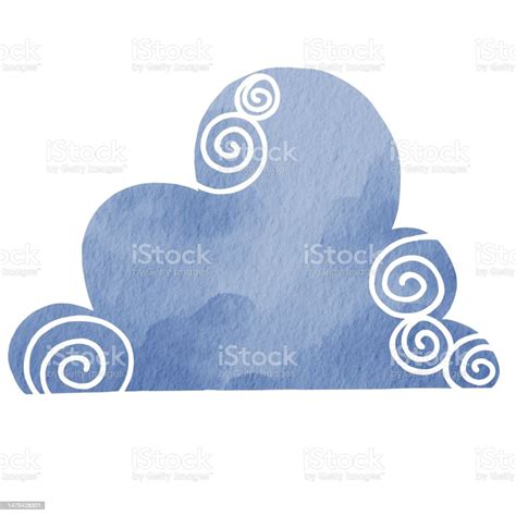 추상 푸른 구름 수채화 묘사는 하늘과 일기 예보 개념에 장식을 위한 것입니다 0명에 대한 스톡 벡터 아트 및 기타 이미지 0명 겨울 구름 Istock