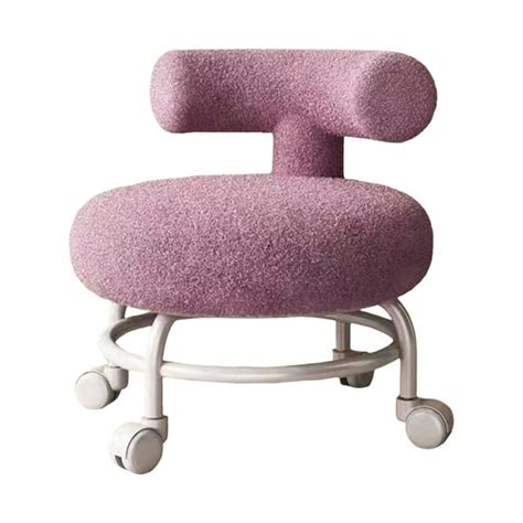 Low Round Rolling Stool With Wheels Rotatable Movable Chair Step Stool Small Footstool Padded