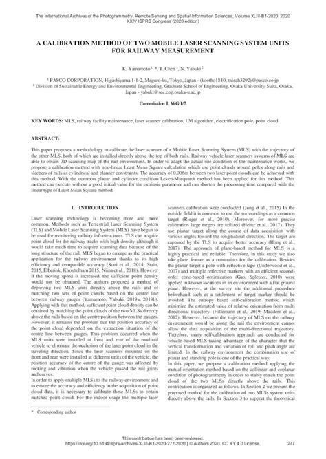 Pdf A Calibration Method Of Two Mobile Laser Scanning … · 2020 8 6 · A Calibration Method