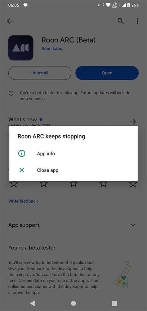 Fixed In Roon ARC Won T Start On An Android Device After EA Update Early Access