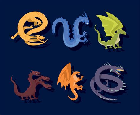 Iconos De Criaturas De Seis Dragones 10530214 Vector En Vecteezy