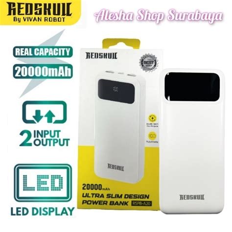 Jual [garansi] Redskull Rspb A20 Powerbank 20000mah Ultra Slim Led Display Indicator Dual Input
