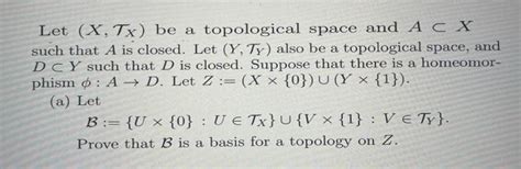 Solved Let X Tx Be A Topological Space And A⊂x Such That A