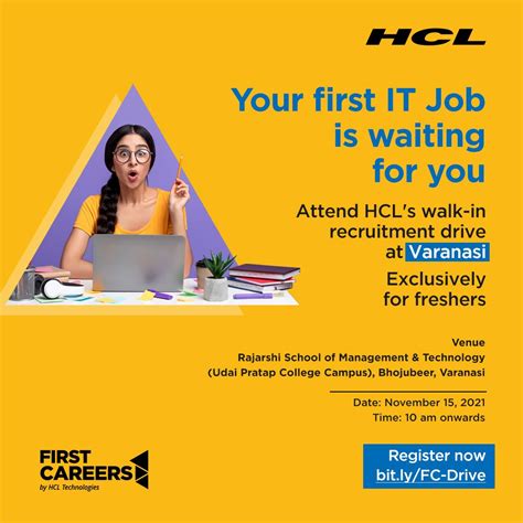 Dear Connections Hcl Technologies Is Coming To Varanasi For Freshers