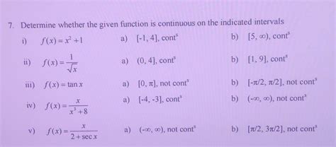 solved 7 determine whether the given function is continuous