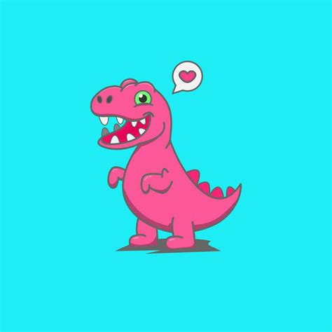 Cute T Rex Vector Illustration With Love Chat Bubble Flat Design