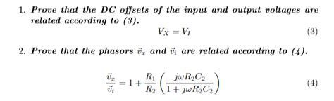 Solved Prove That The DC Offsets Of The Input And Output Chegg