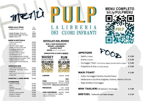 Menu At Pulp La Libreria Dei Cuori Infranti Pub And Bar Bari