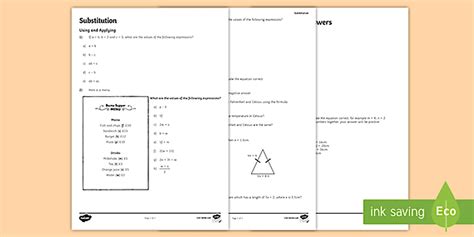 Substitution Worksheet Ks3 Maths Beyond Teacher Made