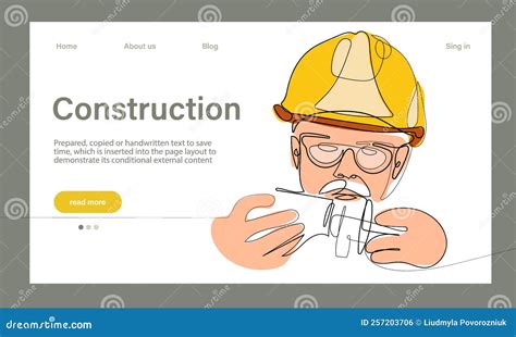 Vector Landing Page Of Architecture Works Stock Vector Illustration Of Engineering Create