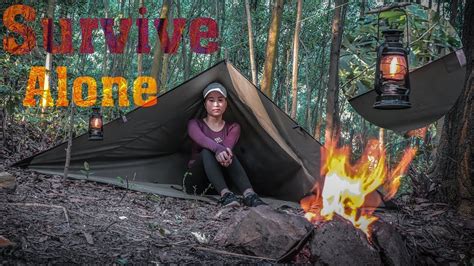 Bushcraft Girl - Camping Alone In The Wild Forest, Enjoy Peony Tea ...