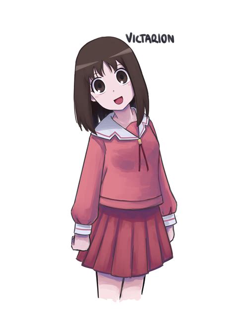 Safebooru 1girl D Arms At Sides Artist Name Azumanga Daioh Bangs