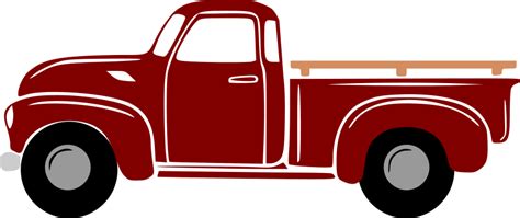 Vintage Red Pickup Truck Svg Vector Cut File For Cricut Silhouette Pdf