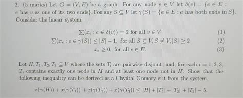 solved 2 5 marks let g v e be a graph for any node v∈v