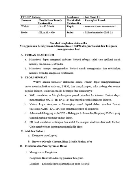 Blinking Led Dengan Esp32 Via Bot Telegram Pdf