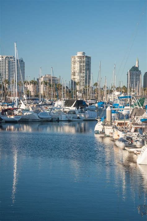 Long Beach Skyline Stock Image Image Of Marina Transportation 8028545