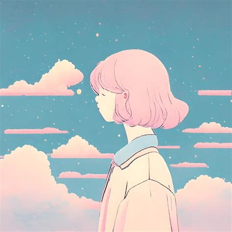 Premium Ai Image A Girl In A Pink Coat Is Looking Up At The Sky