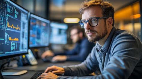 Professional Data Analyst At Work Premium Ai Generated Image