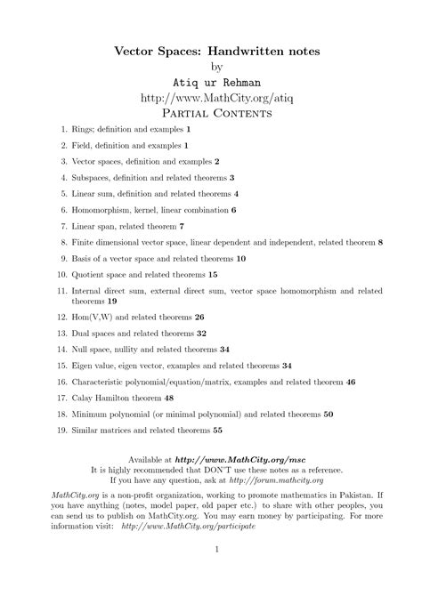 Solution Vector Spaces Handwritten Notes Studypool