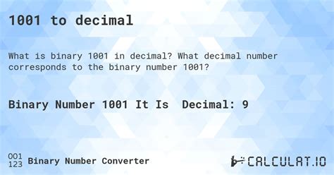 1001 to decimal calculatio