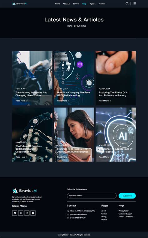 braviusai ai and robotics elementor template kit by evonicmedia
