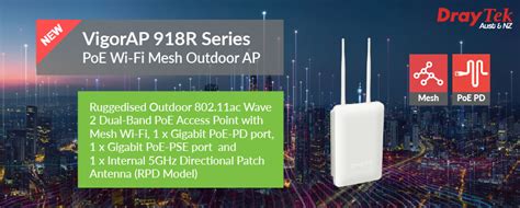 DrayTek Ruggedised Outdoor PoE Wi Fi Mesh Access Point VigorAP R Series DrayTek Australia