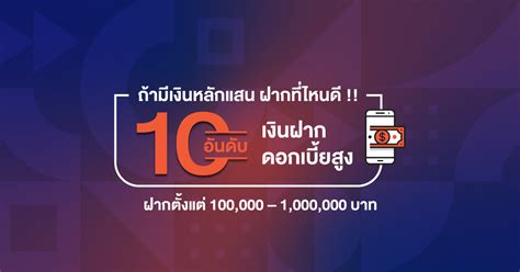 อัปเดต 10 อันดับเงินฝากดอกเบี้ยสูง ในช่วงเงินฝาก 1 แสน ถึง 1 ล้านบาท