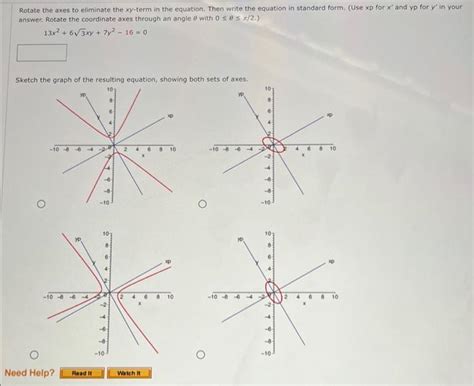 solved rotate the axes to eliminate the xy term in the