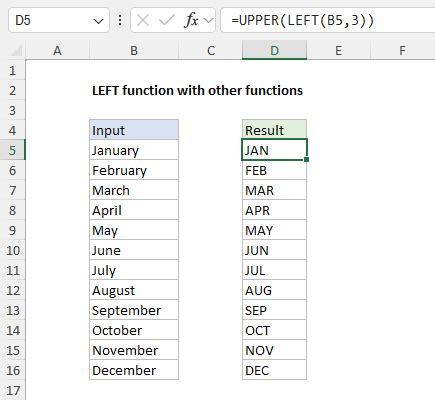 Excel Left Function Exceljet