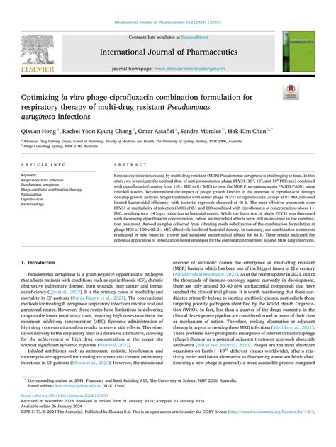 Pdf Optimizing In Vitro Phage Ciprofloxacin Combination Formulation For Respiratory Therapy Of