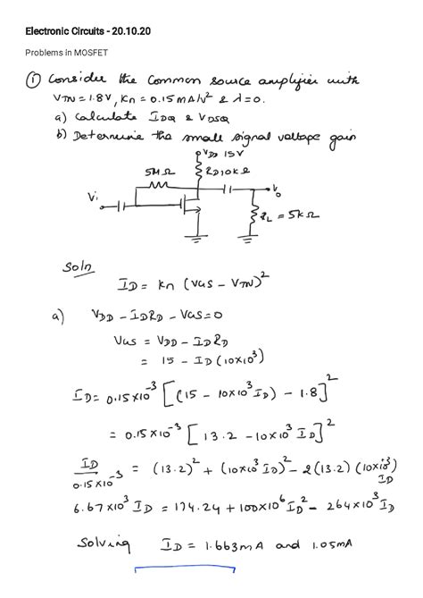 SOLUTION Problems In Mosfet Studypool
