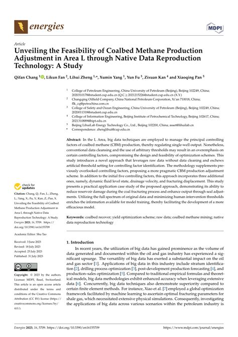 Pdf Unveiling The Feasibility Of Coalbed Methane Production Adjustment In Area L Through