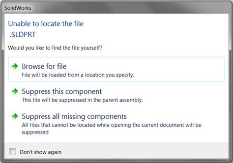 why is solidworks unable to locate my assembly components