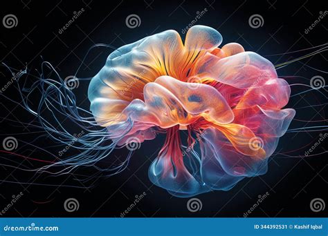 Captured In High Definition A Futuristic Brain Radiates With Pulsating Colors Symbolizing The
