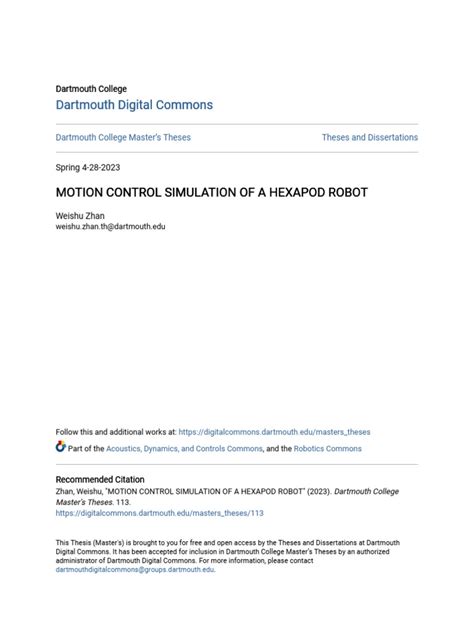 motion control simulation of a hexapod robot pdf walking kinematics