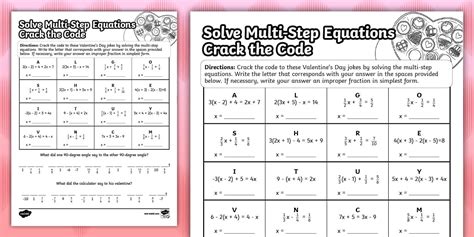 8th Gr Solve Multi Step Equations Crack The Code Twinkl