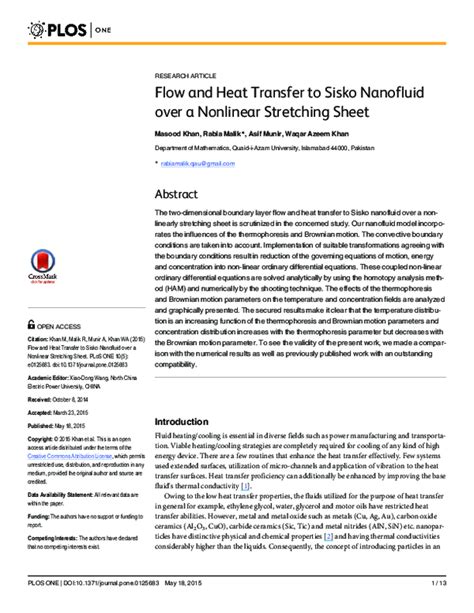 Pdf Flow And Heat Transfer To Sisko Nanofluid Over A Nonlinear